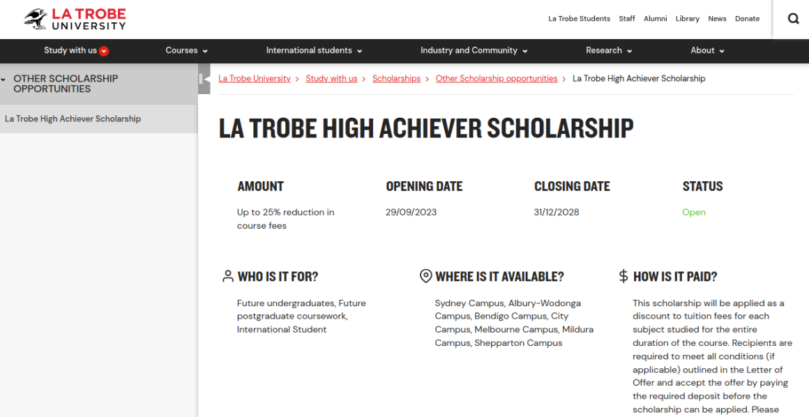 Study in Australia: Applications Open for La Trobe University High ... Study in Australia: Applications Open for La Trobe University High ...